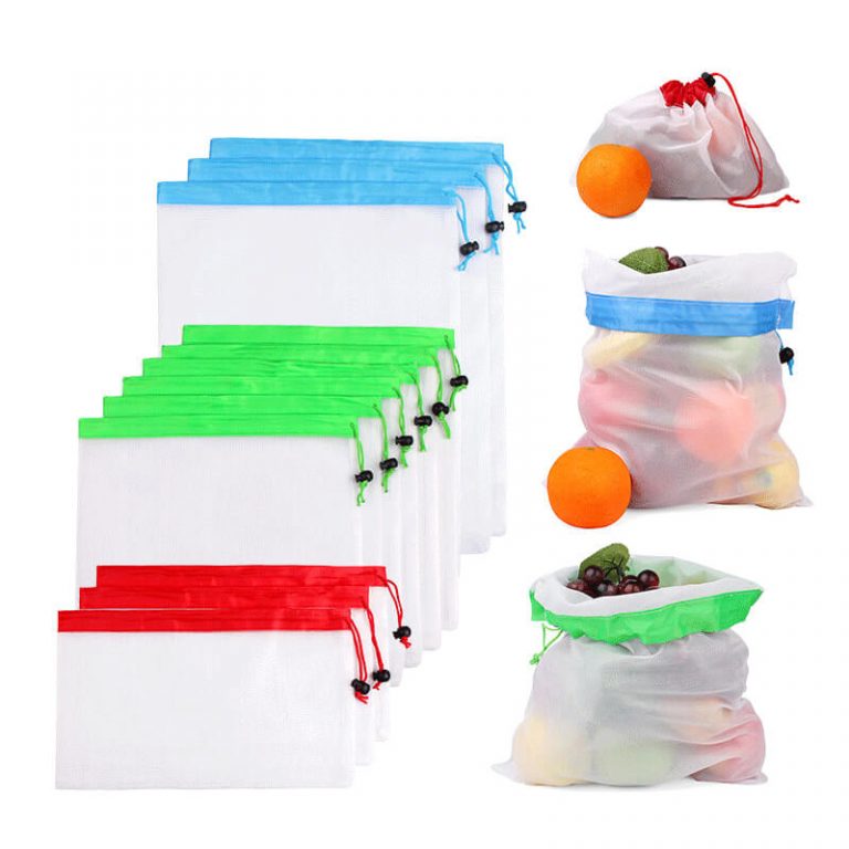 Custom Produce Black Rope Reusable Nylon Mesh Kitchen Fruits Food ...